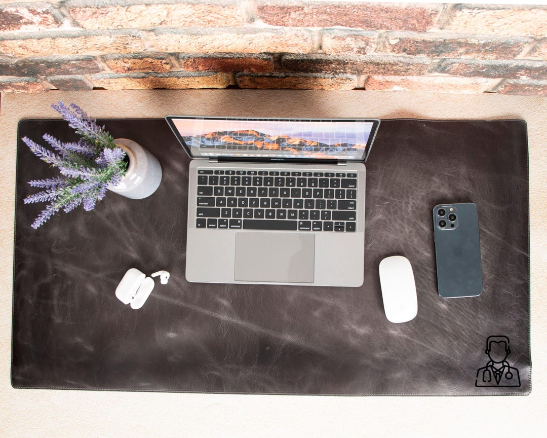 Custom Leather Desk Mat, Personalized Desk Pad, Large Desk Blotter ...