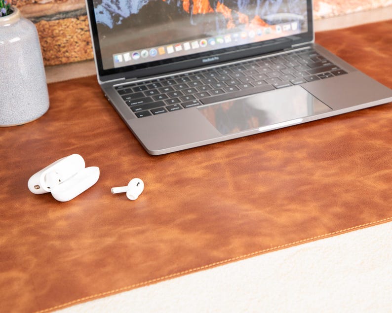 Custom Leather Desk Mat, Personalized Desk Pad, Large Desk Blotter ...