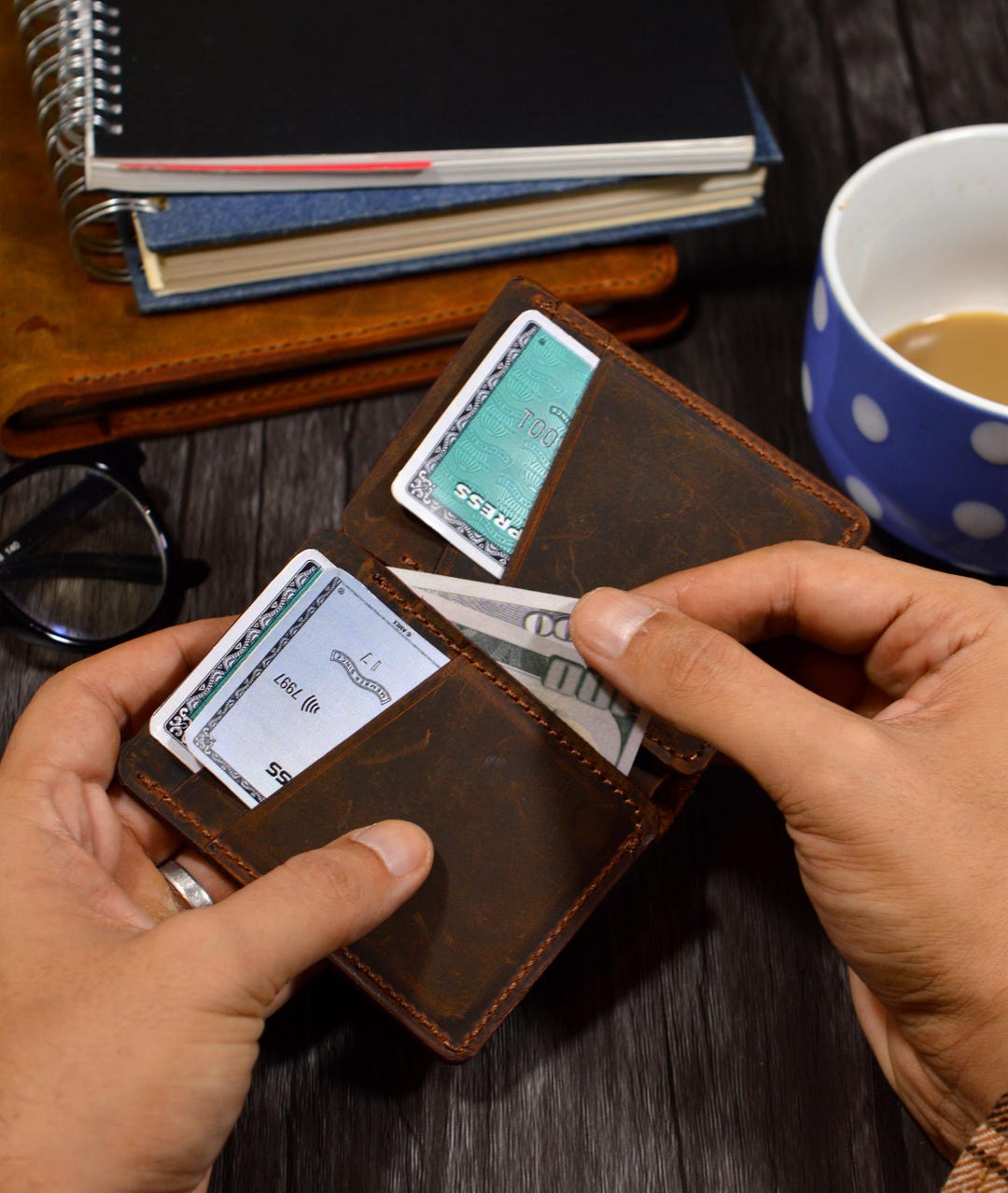 Personalized Foldable Leather Credit Cards Case, Monogrammed Business ...