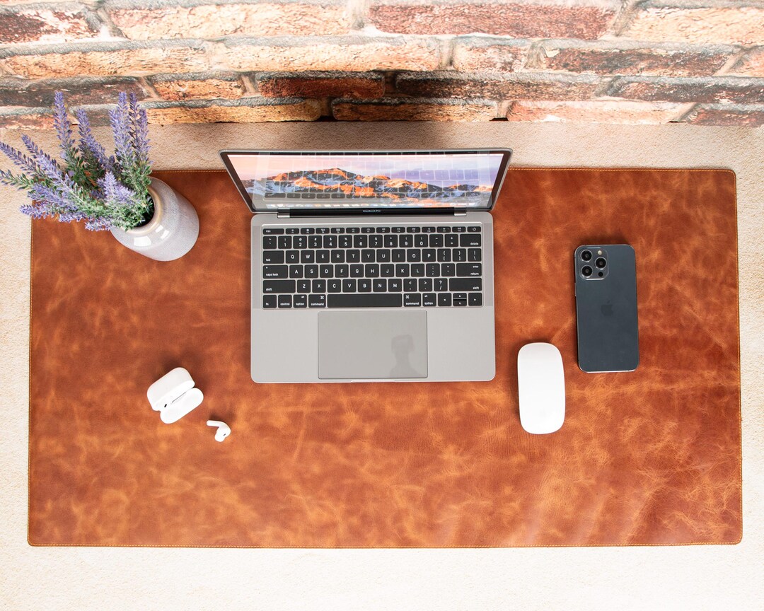 Genuine Leather Desk Mat, Personalized Desk Pad, Large Desk Blotter ...