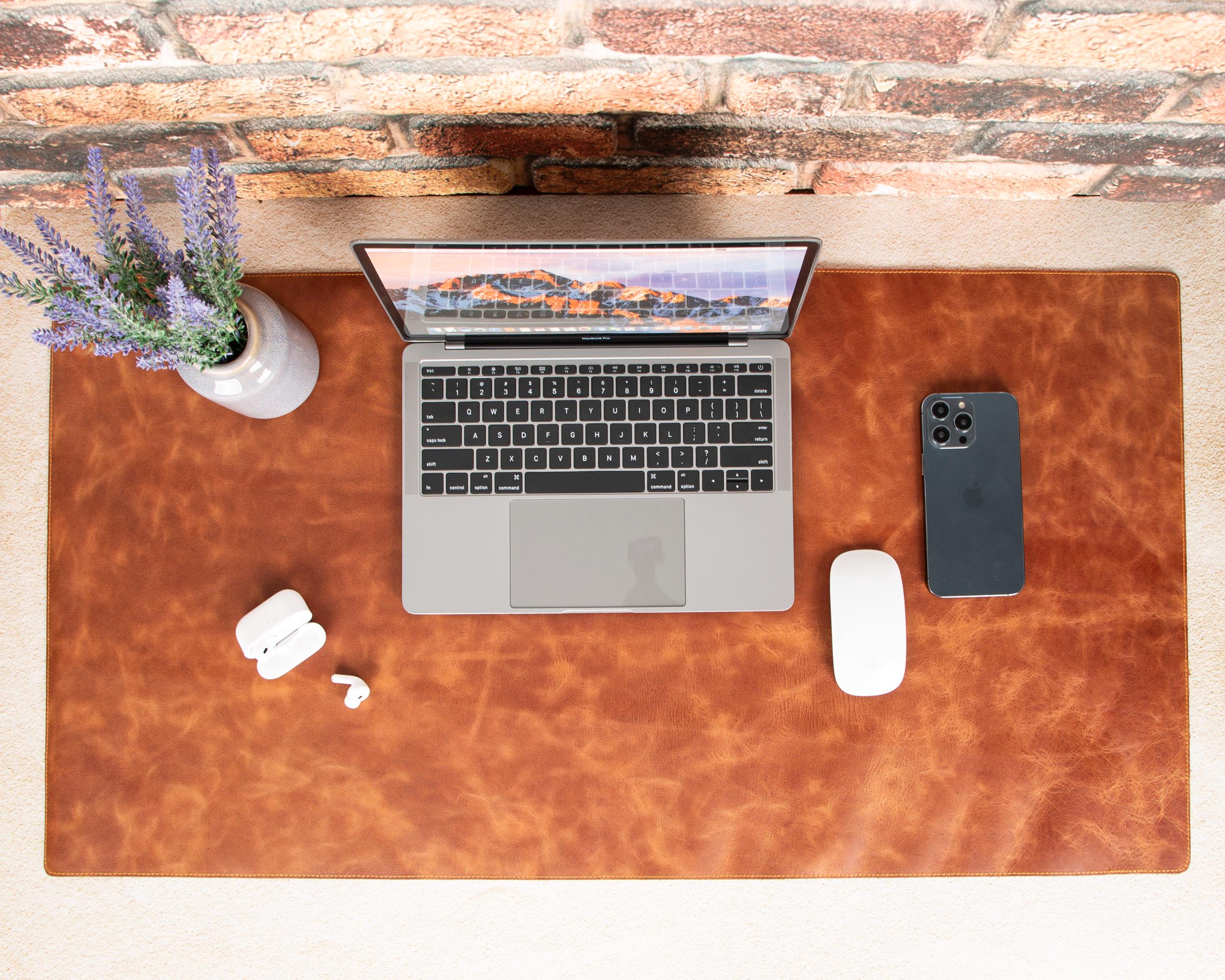 Custom Leather Desk Mat, Personalized Desk Pad, Large Desk Blotter ...