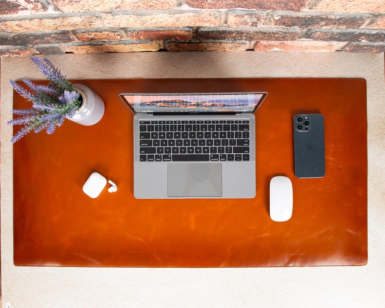 Custom Leather Desk Mat, Personalized Desk Pad, Large Desk Blotter ...