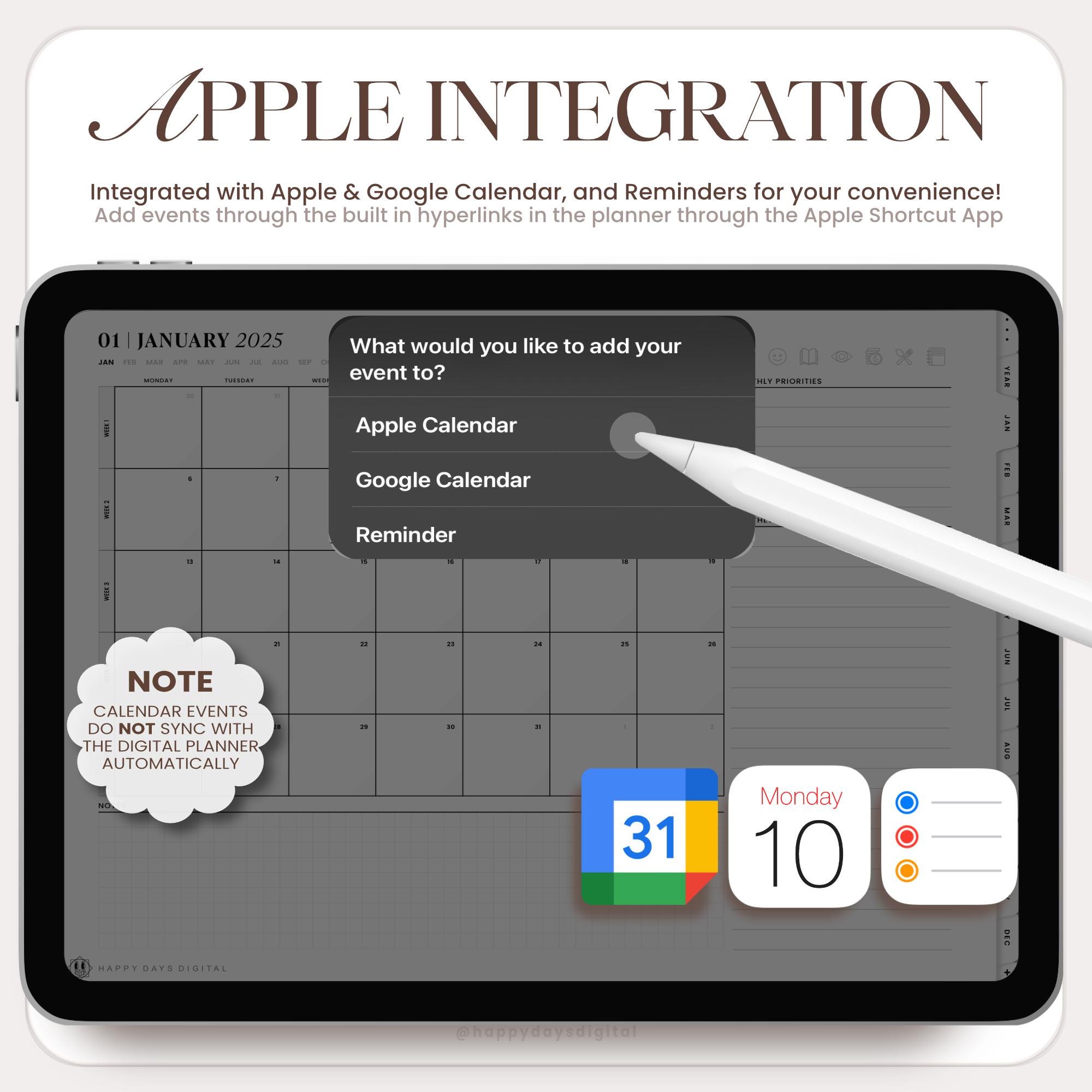 2025 Horizontal Digital Planner Dated Minimalist iPad Digital Planner ...