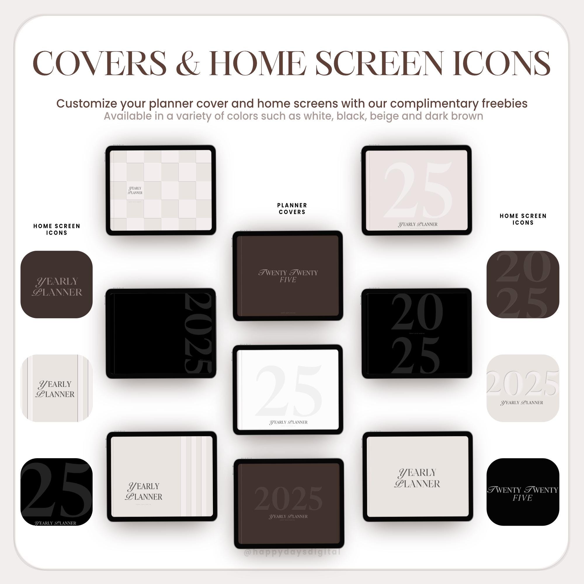 2025 Horizontal Digital Planner Dated Minimalist iPad Digital Planner ...