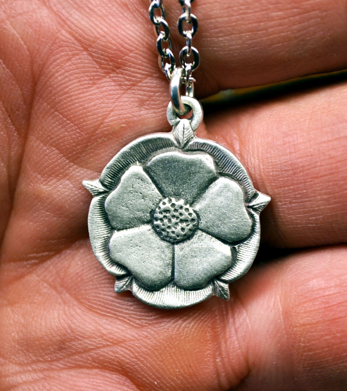 Tudor Rose Necklace and Earring Set All in Fine Pewter Made - Etsy