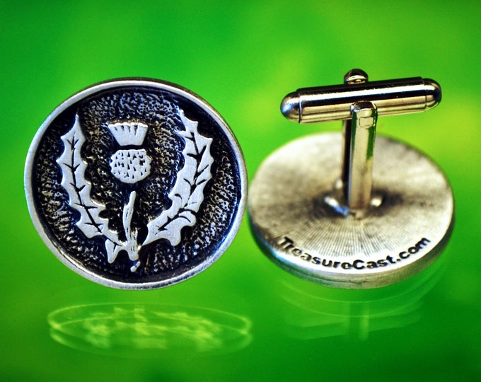 Scottish Thistle Cufflinks | Scottish Thistle Jewelry | Men's Cuff ...