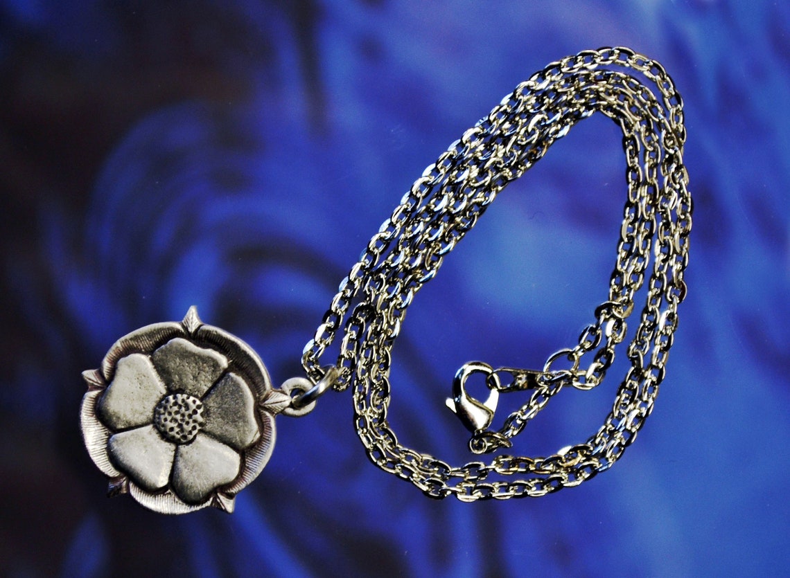 Tudor Rose Necklace and Earring Set All in Fine Pewter Made - Etsy