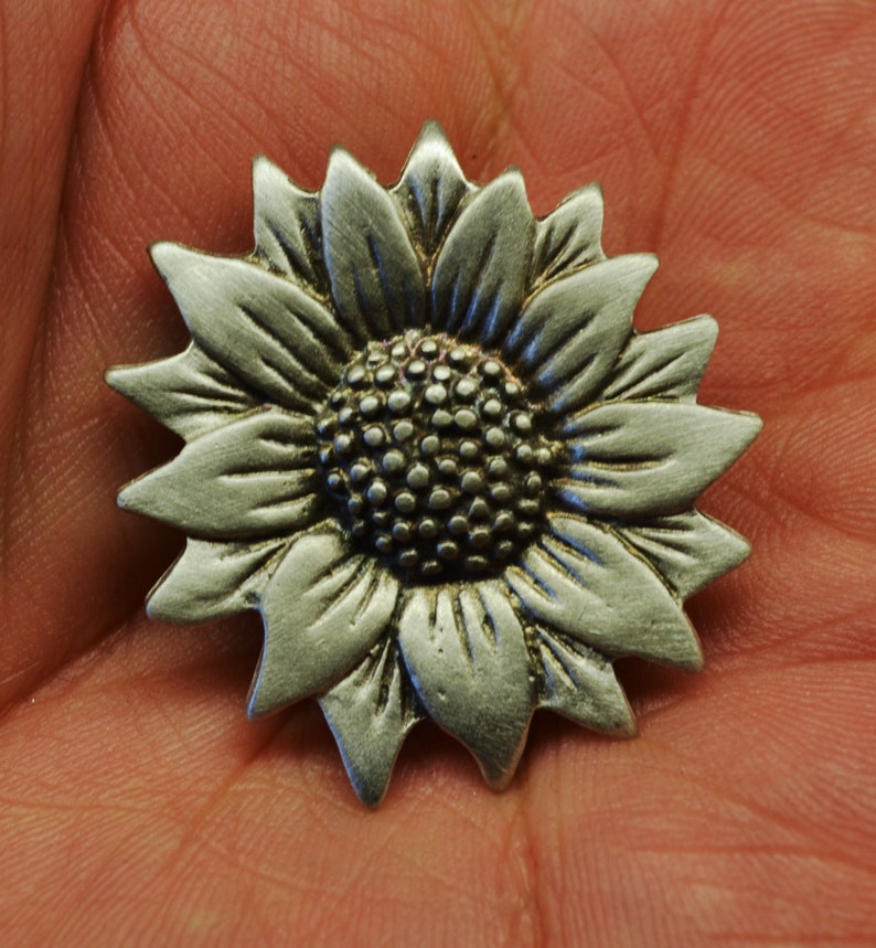 Sunflower Pewter Pin Brooch Flower Jewelry Spring Jewelry Etsy