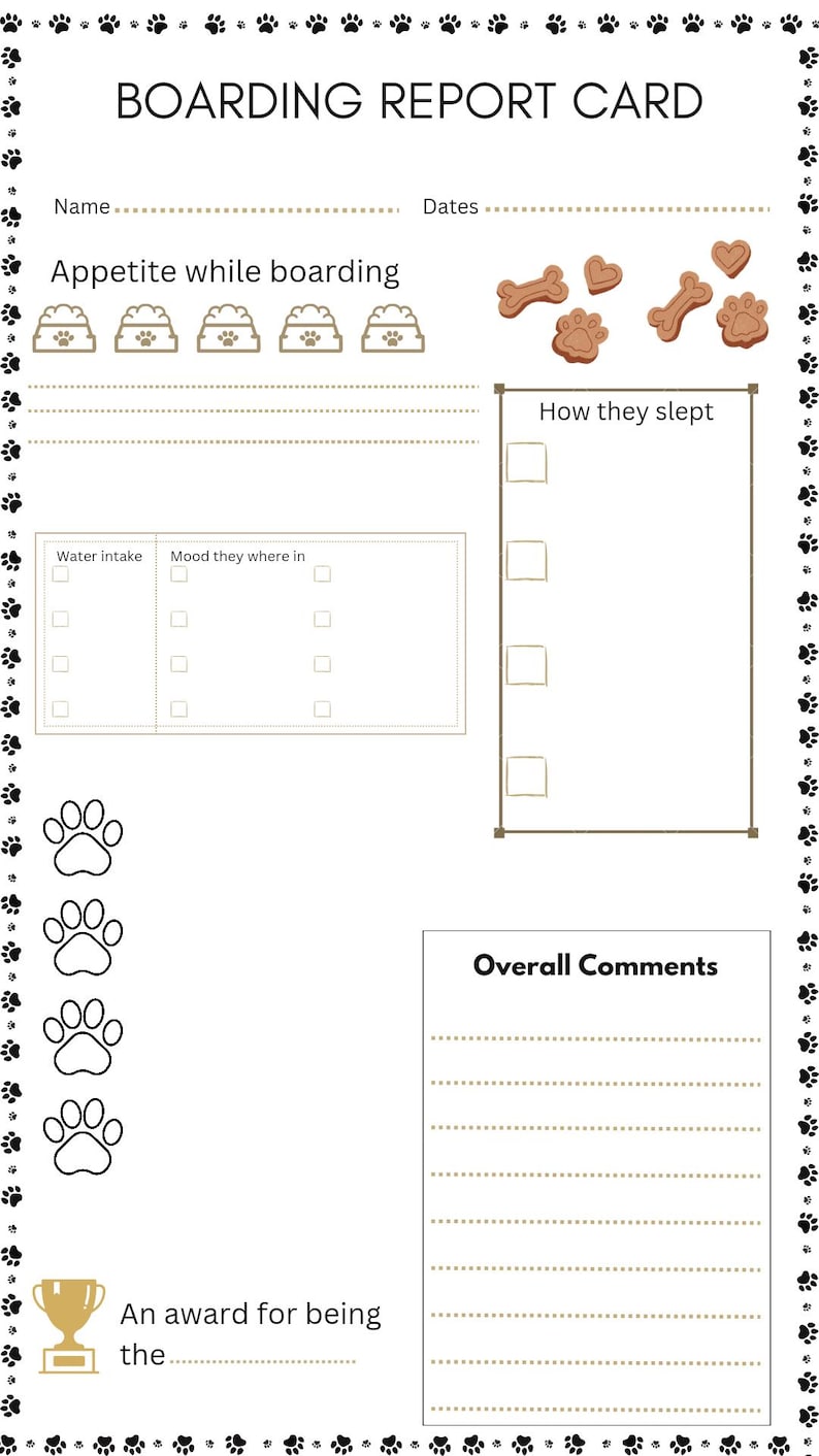 Boarding Report Card Outline - Etsy