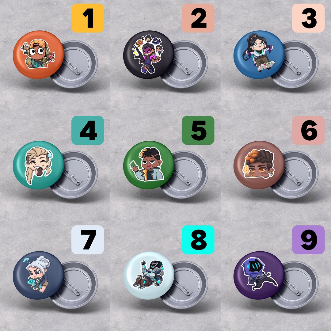 Game Valorant Pin Badge, Bulk Personalized Handmade Pinback Buttons for ...