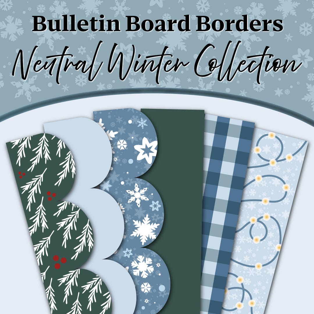Neutral Winter Themed Bulletin Board Borders | Printable Classroom ...
