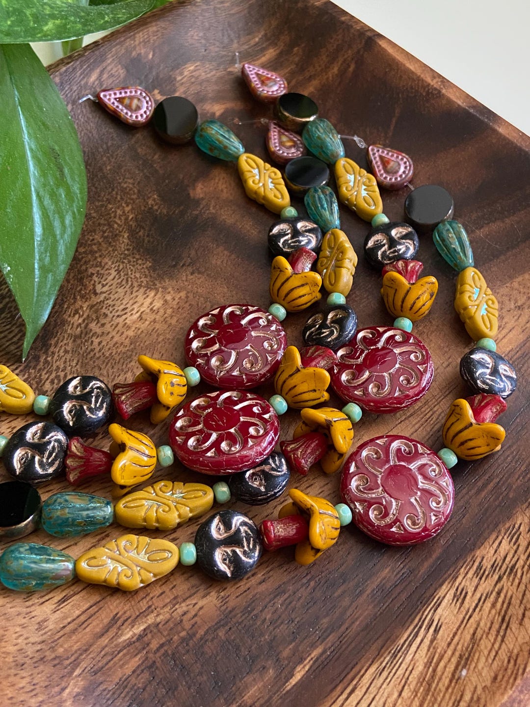 Czech Glass Bead Mix - Pressed Beads - Czech Glass Flower Beads - Etsy