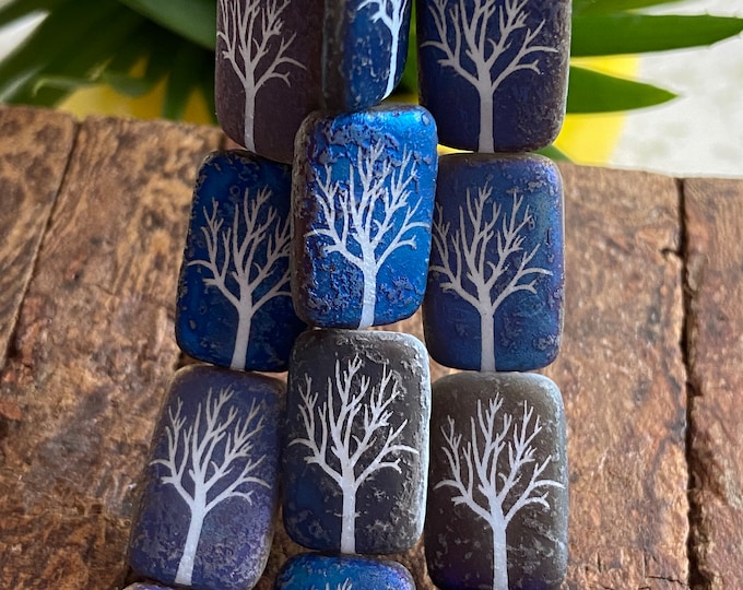 Tree Glass Beads - Tree of Life Beads - Czech Glass Beads - Laser ...
