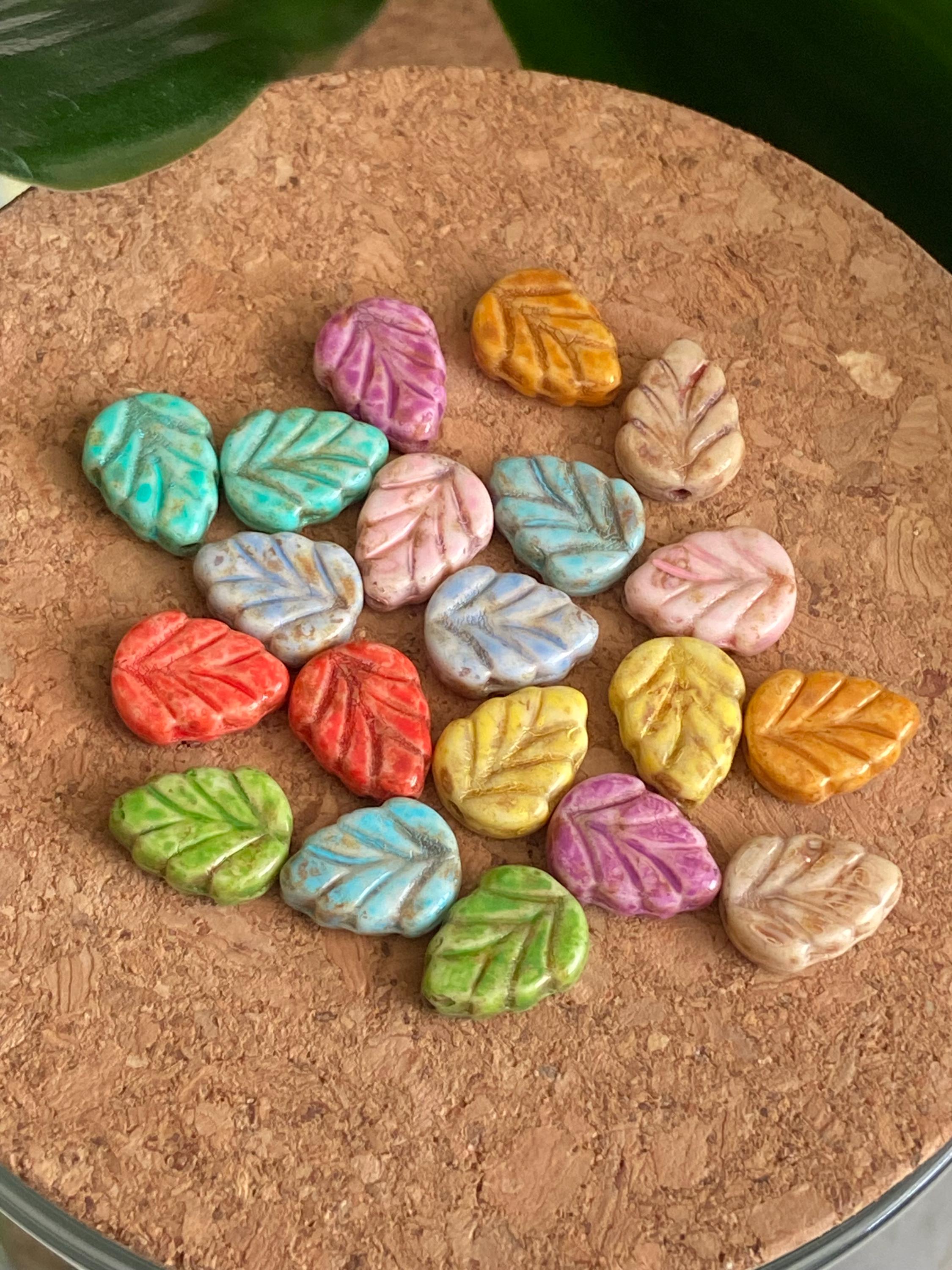 Czech Glass Beads - Leaf Beads - Czech Glass Leaf Beads - Leaves Beads ...