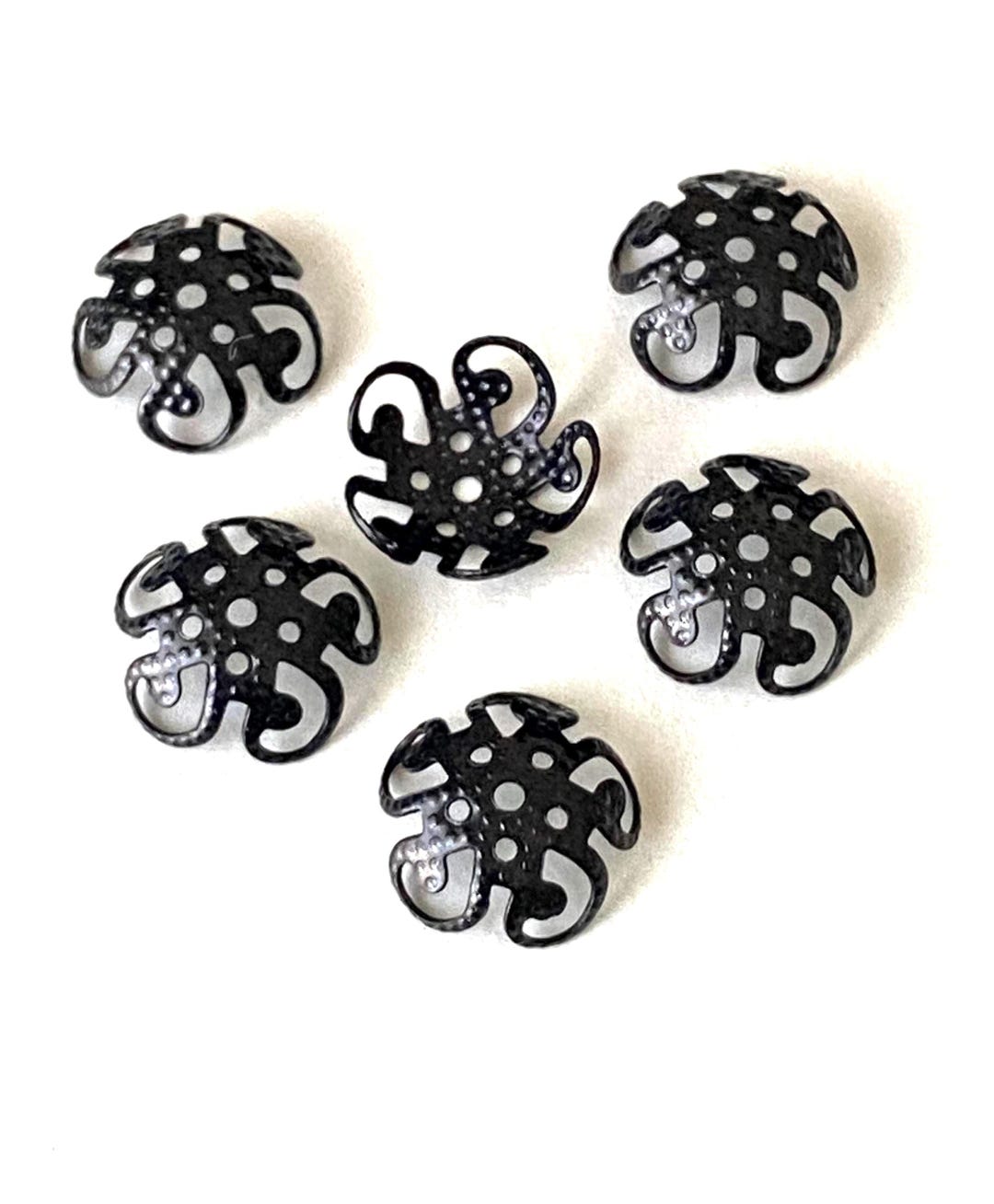 Black Flower Bead Cap - Flower Bead Caps - Bead Caps - Flower Caps ...