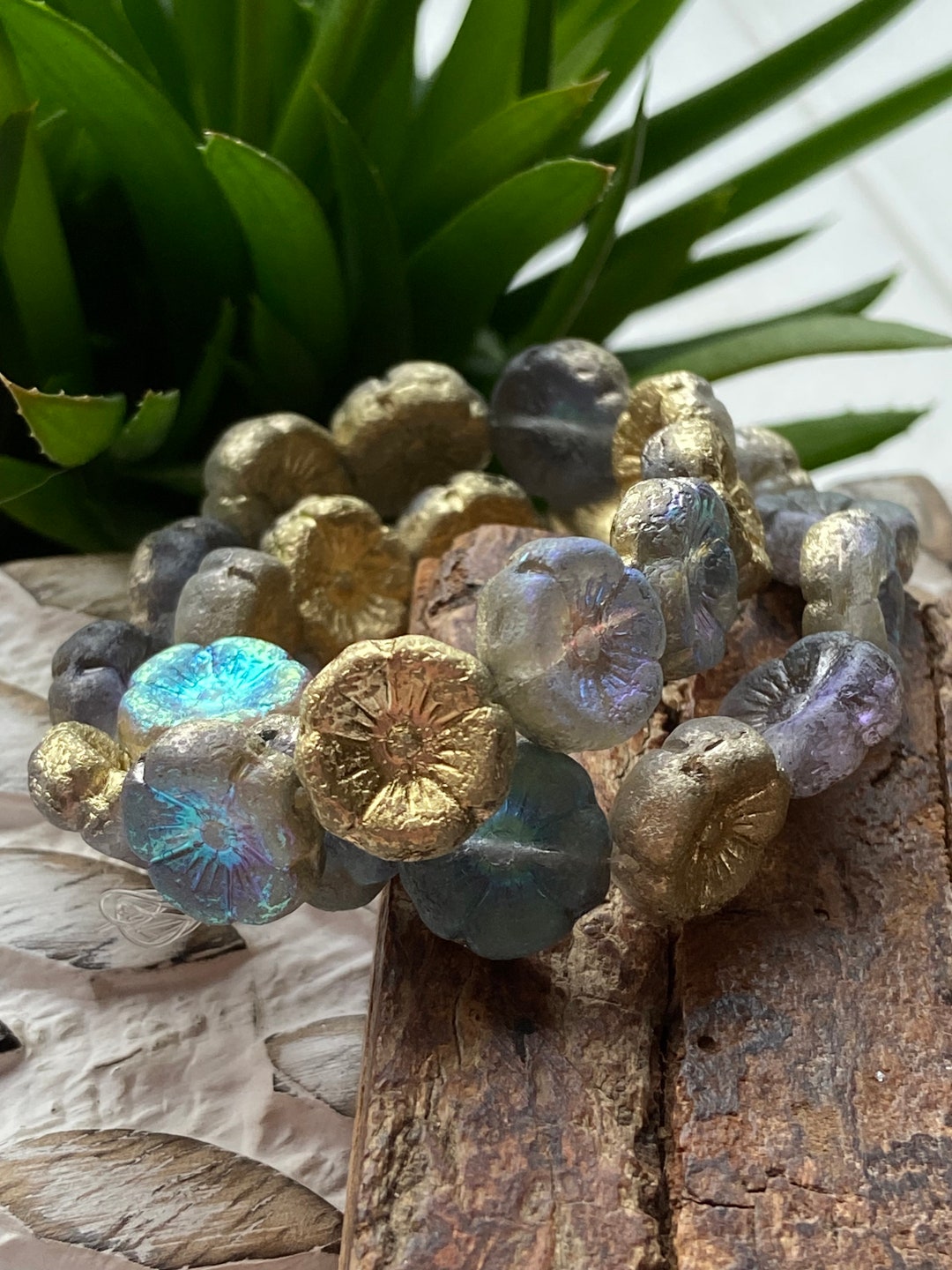 Hibiscus Flower Beads Flower Beads Glass Flower Beads Czech Glass