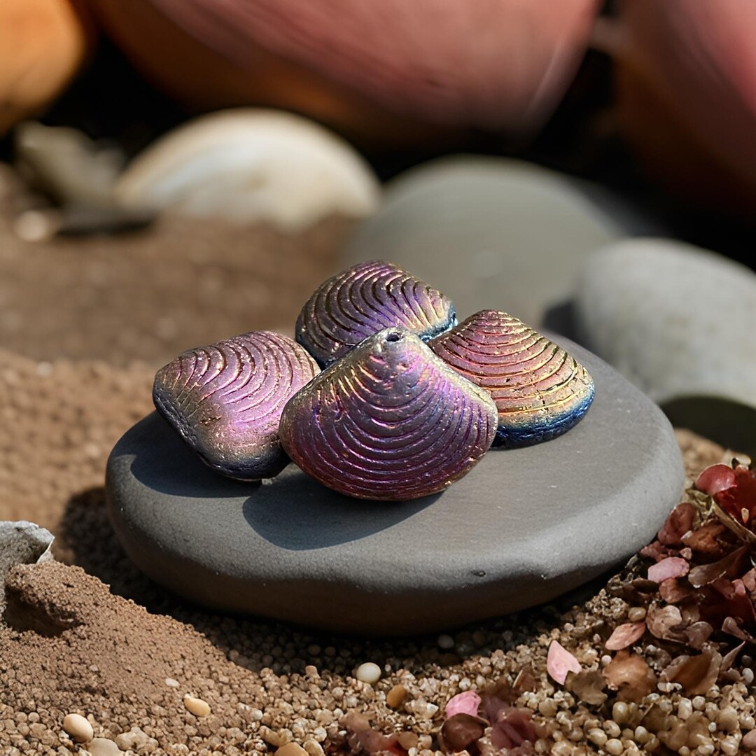 Czech Glass Beads - Shell Beads - Sea Shell Beads - Conch Shell Beads ...