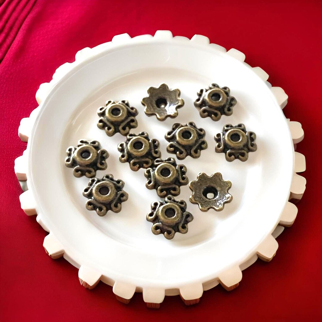 Bead Caps - End Caps - Bronze Caps - Metal Bead Caps - Antique Bronze ...