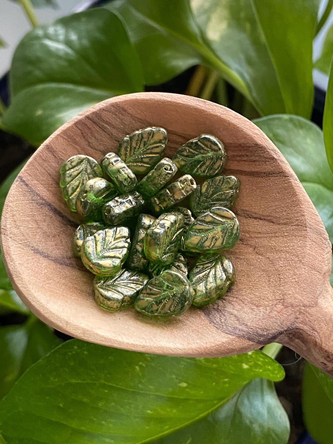Czech Glass Beads - Leaf Beads - Czech Glass Leaf Beads - Leaves Beads ...