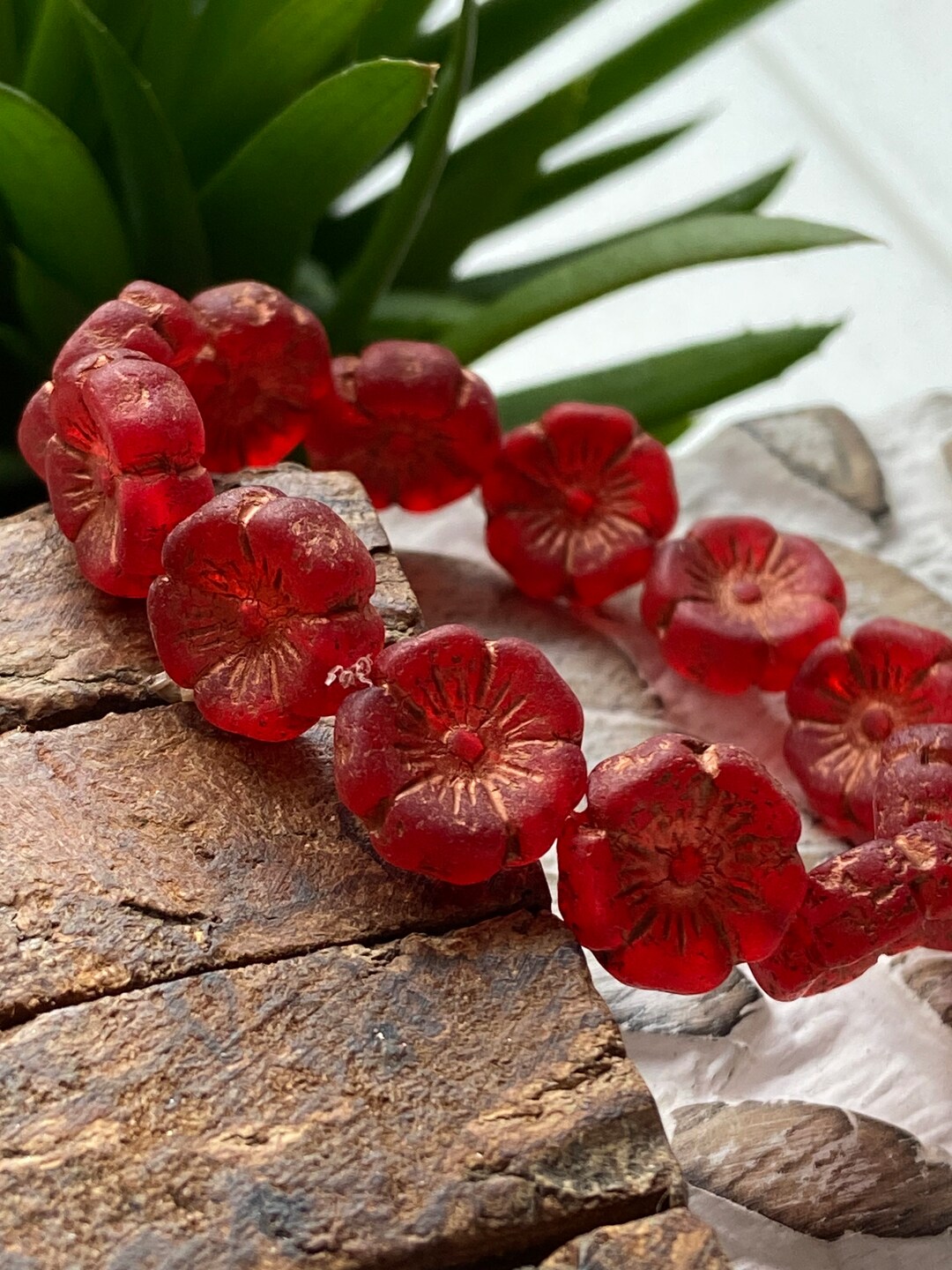 Hibiscus Flower Beads Flower Beads Glass Flower Beads Czech Glass ...