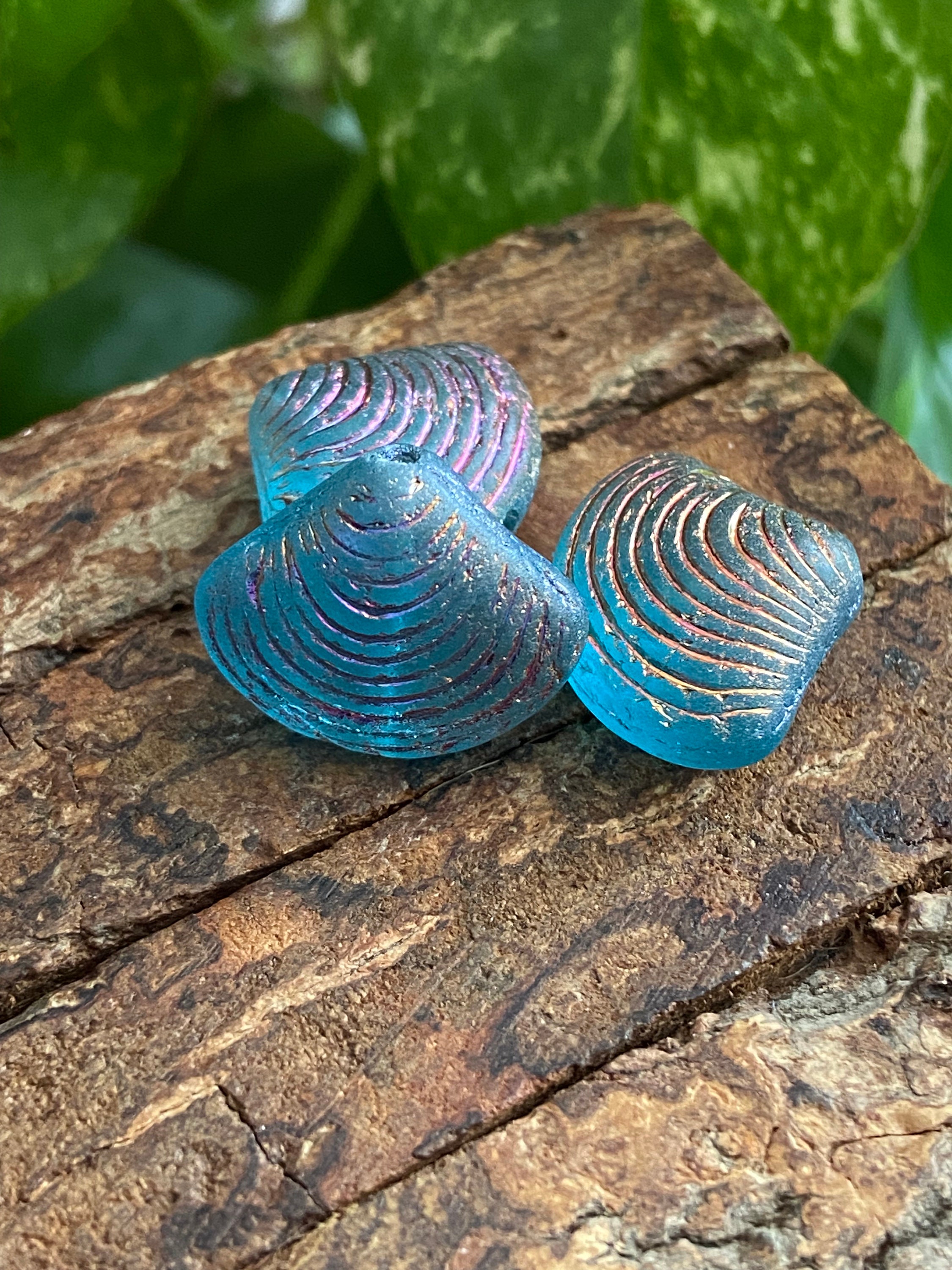 Czech Glass Beads - Shell Beads - Sea Shell Beads - Conch Shell Beads ...