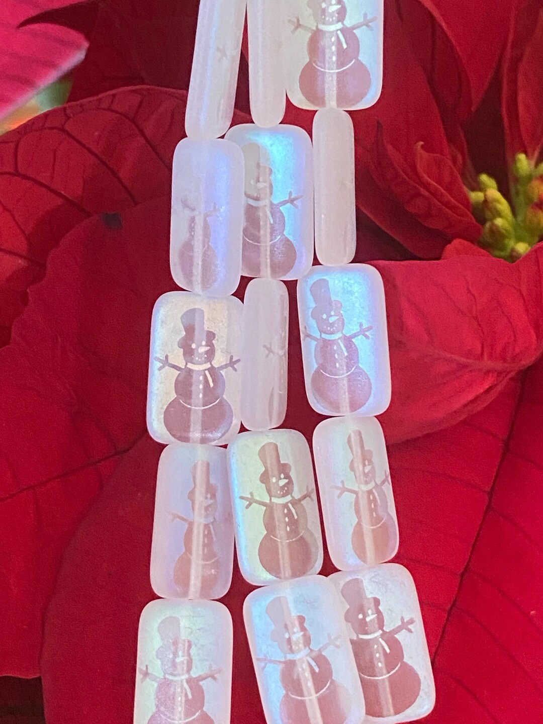 Snowman Beads - Holiday Beads - Czech Glass Beads - Laser Beads ...