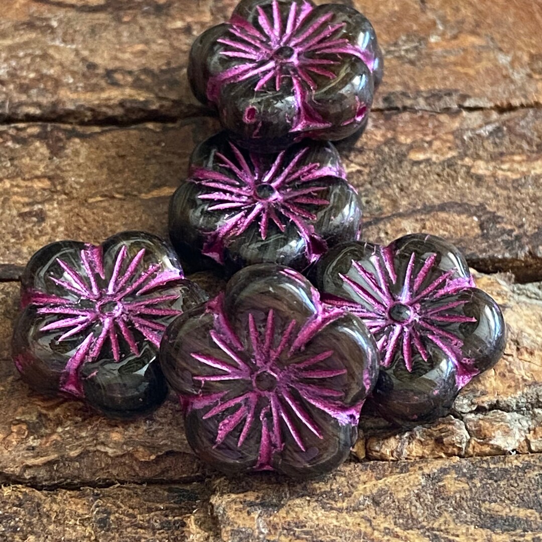 Hibiscus Flower Beads - Hawaiian Flower Beads - Glass Flower Beads ...