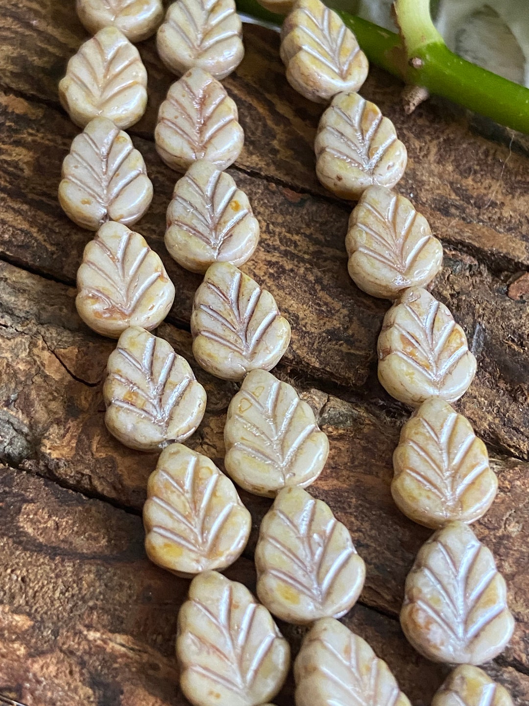 Czech Glass Beads - Leaf Beads - Czech Glass Leaf Beads - Leaves Beads ...