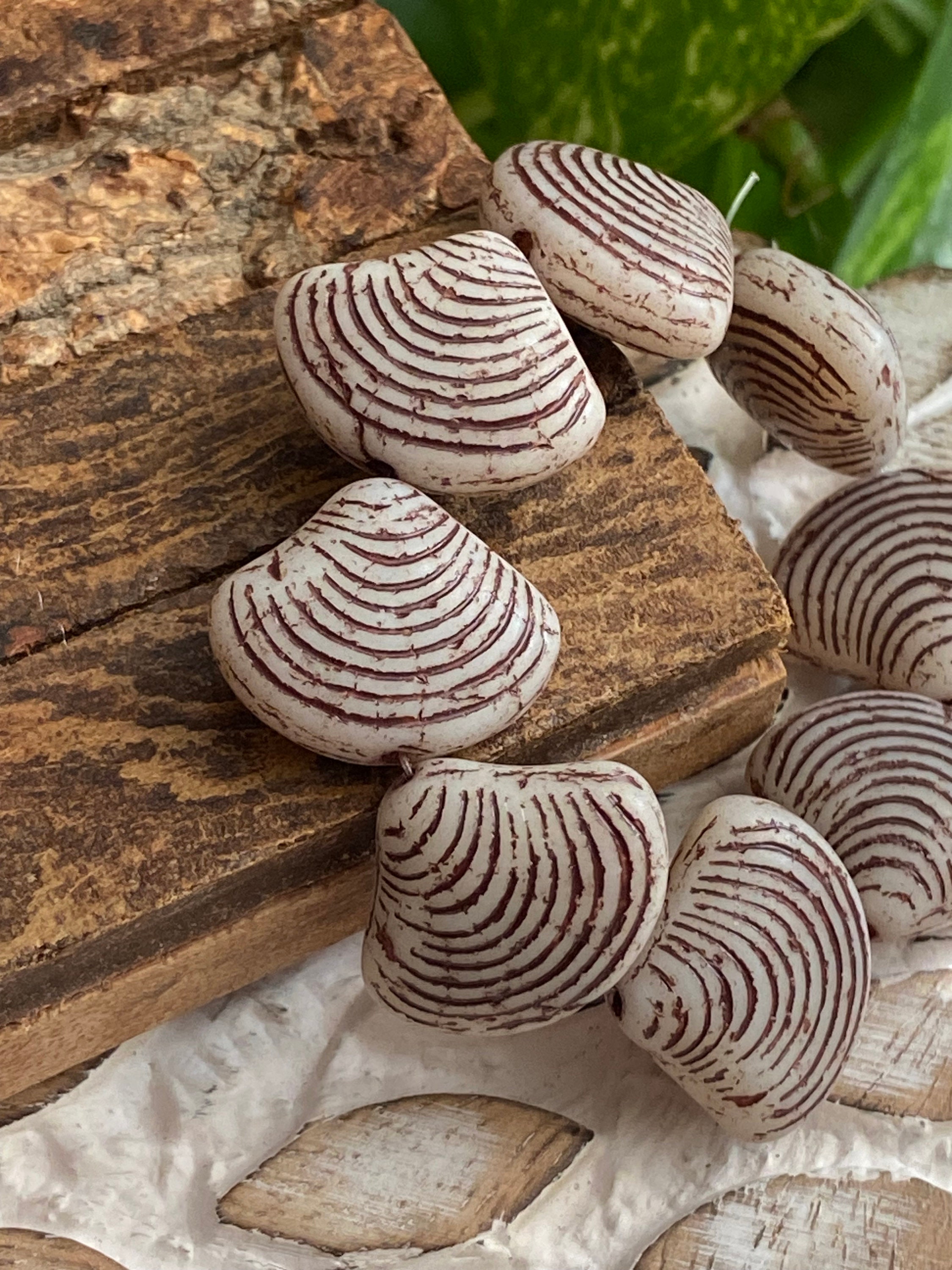 Czech Glass Beads - Shell Beads - Sea Shell Beads - Conch Shell Beads ...