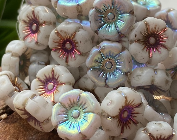 Hibiscus Flower Beads Flower Beads Glass Flower Beads Czech Glass ...