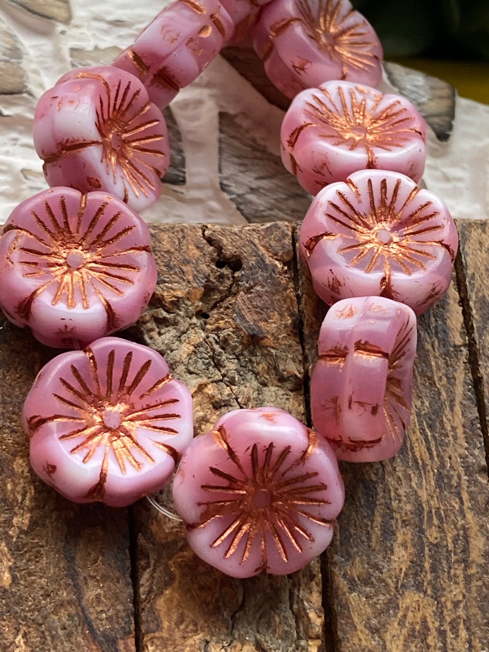 Hibiscus Flower Beads Hawaiian Flower Beads Glass Flower Beads Czech ...