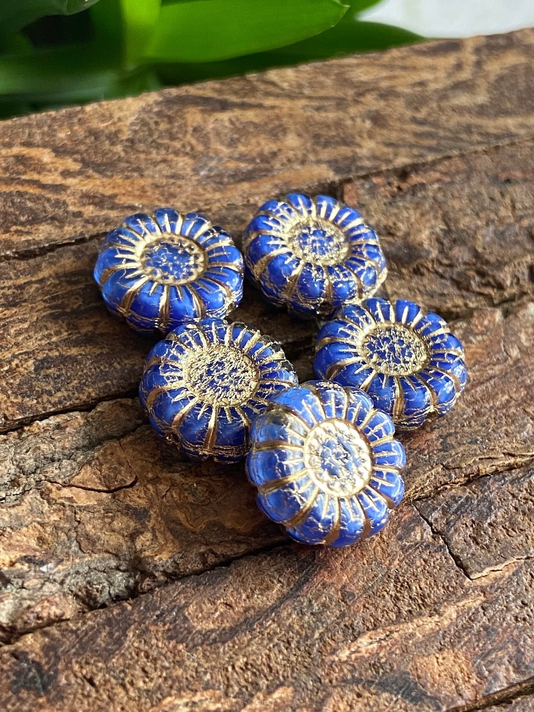 Sunflower Beads Flower Beads Glass Flower Beads Czech Glass Flower ...