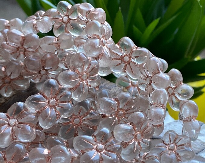 Glass Flower Beads Czech Glass Flower Beads Czech Glass Beads 14mm 10