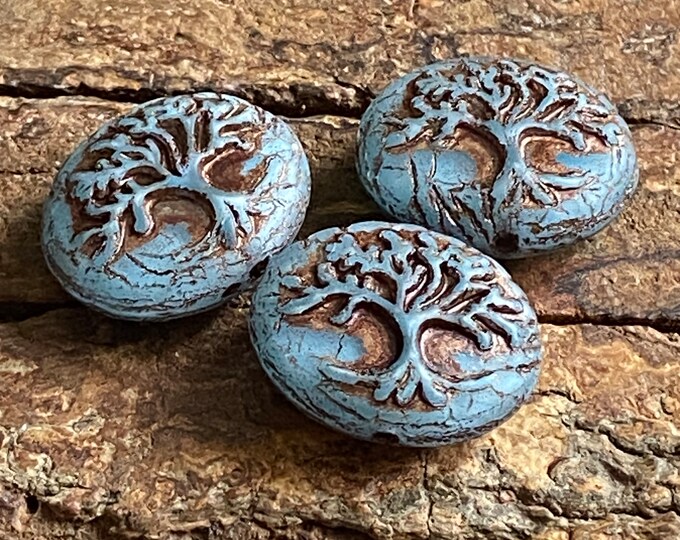 Tree Glass Beads - Tree of Life Beads - Czech Glass Beads - Oval Beads ...