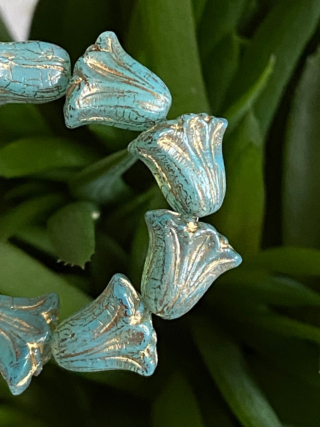 Lily Flower Beads Glass Flower Beads Czech Glass Flower Beads Tulip ...