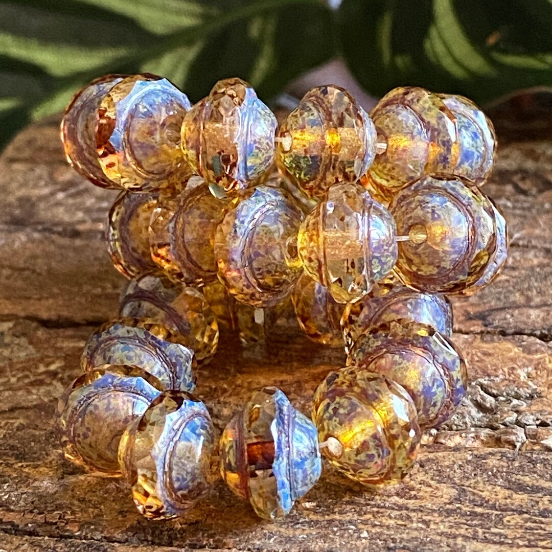 Picasso Beads Czech Glass Beads Faceted Beads Saturn Beads Turbine ...
