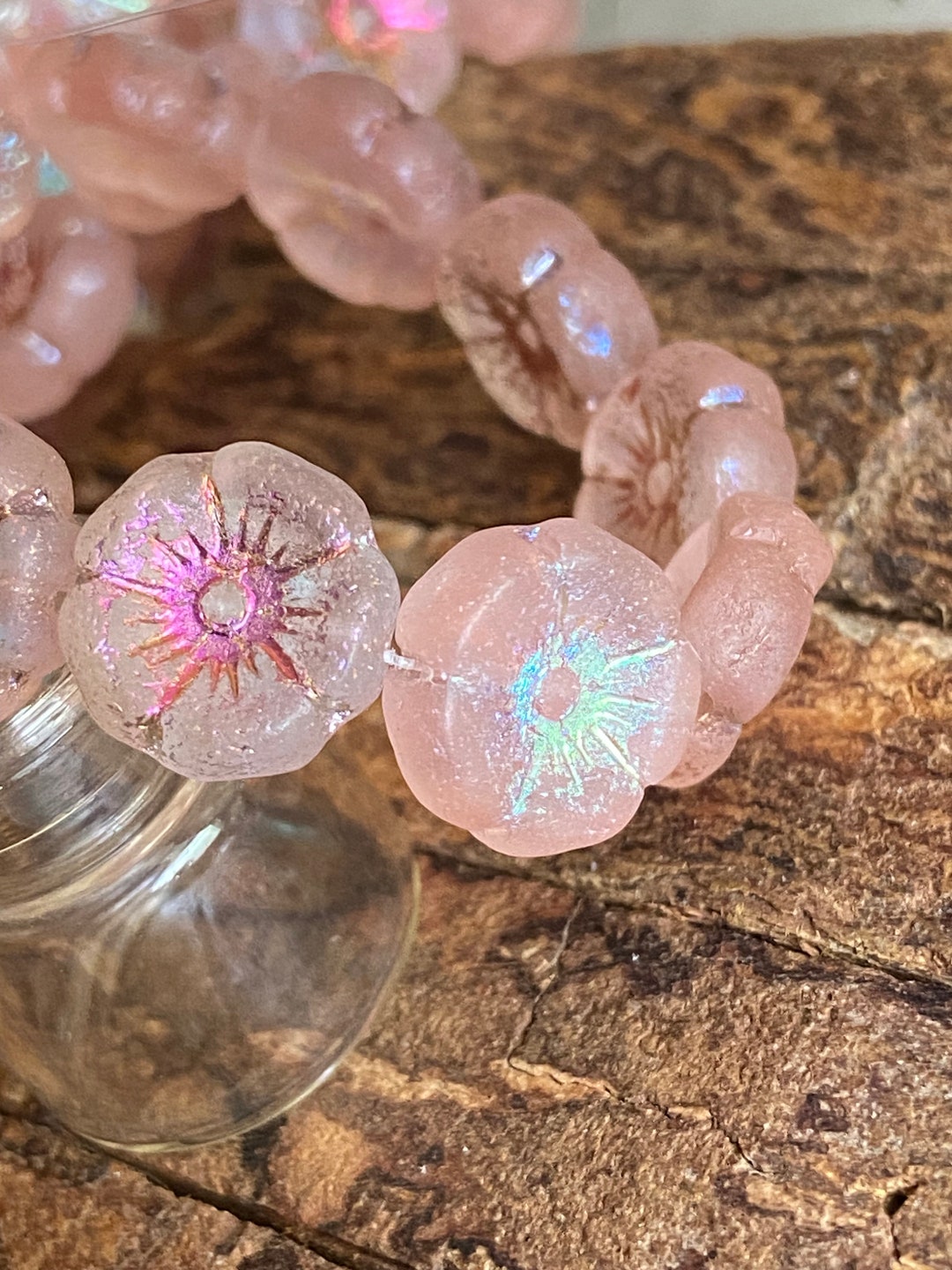 Hibiscus Flower Beads Flower Beads Glass Flower Beads Czech Glass ...