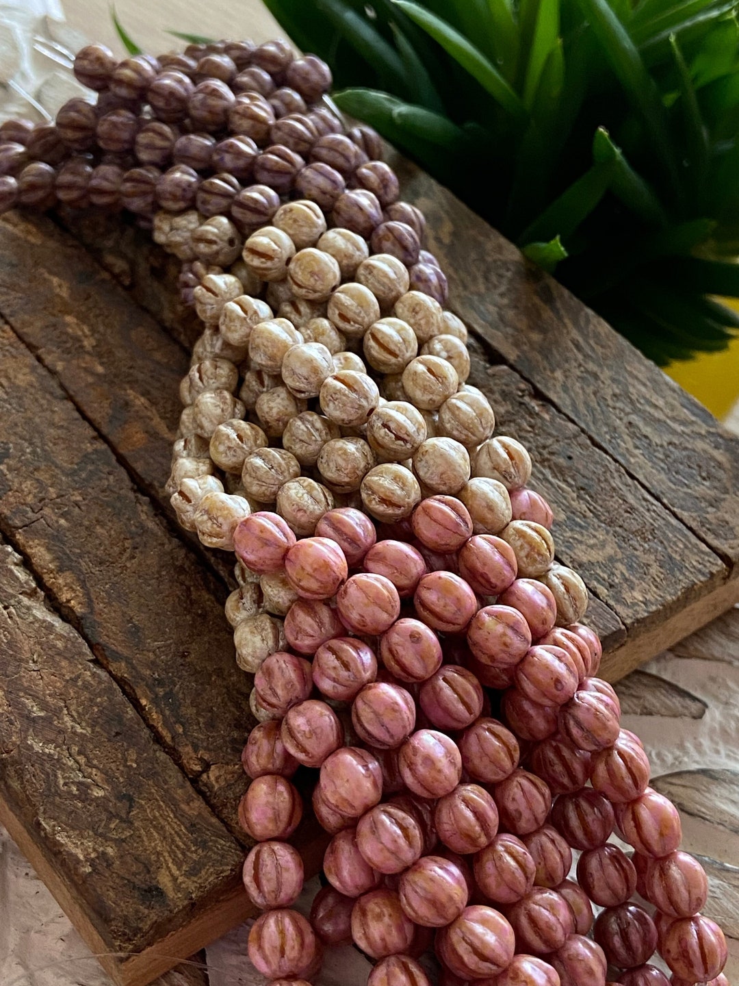 Melon Beads - Round Melon Beads - Fluted Beads - Czech Glass Beads ...