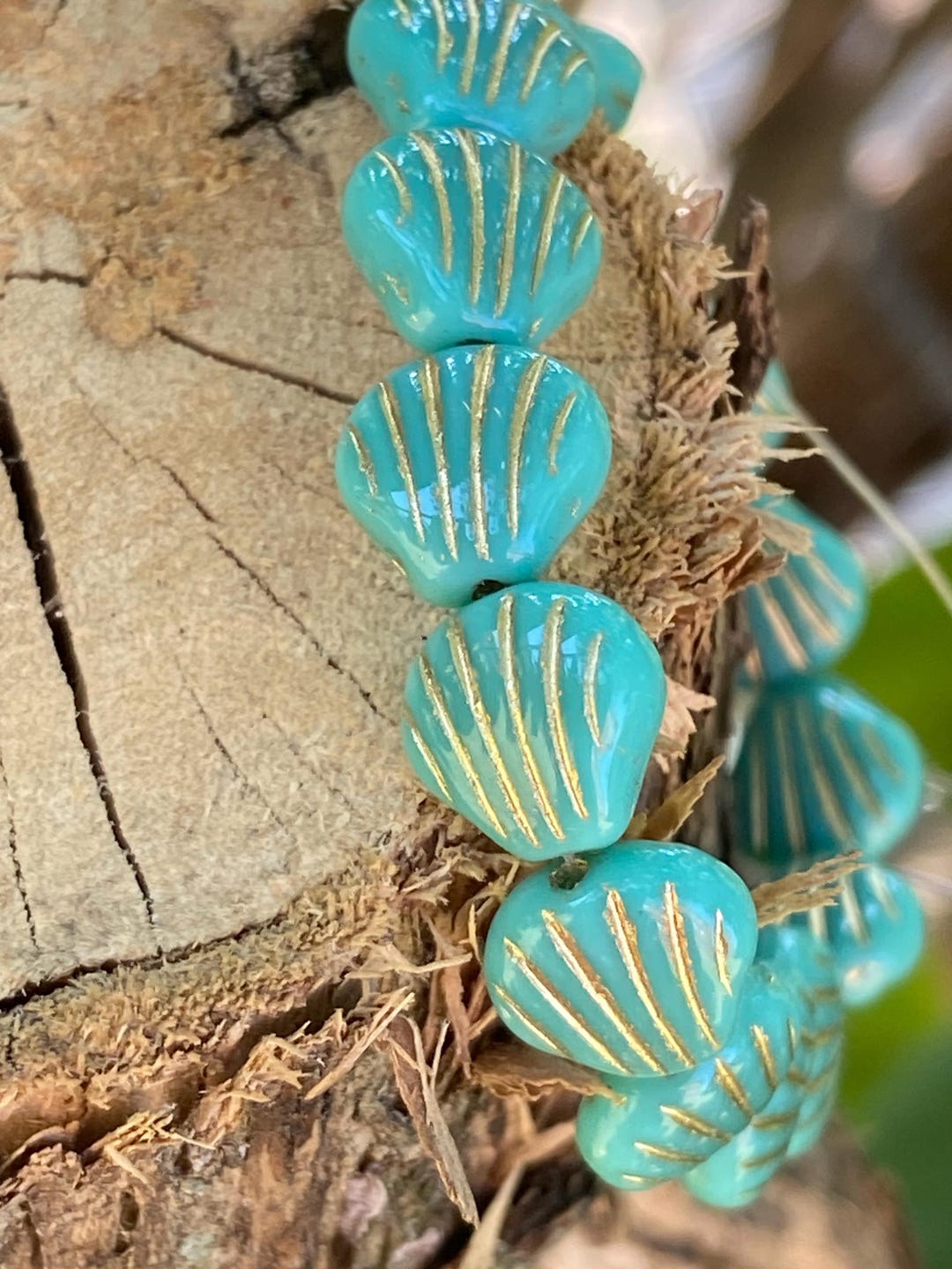 Czech Glass Beads - Shell Beads - Sea Shell Beads -conch Shell Beads ...