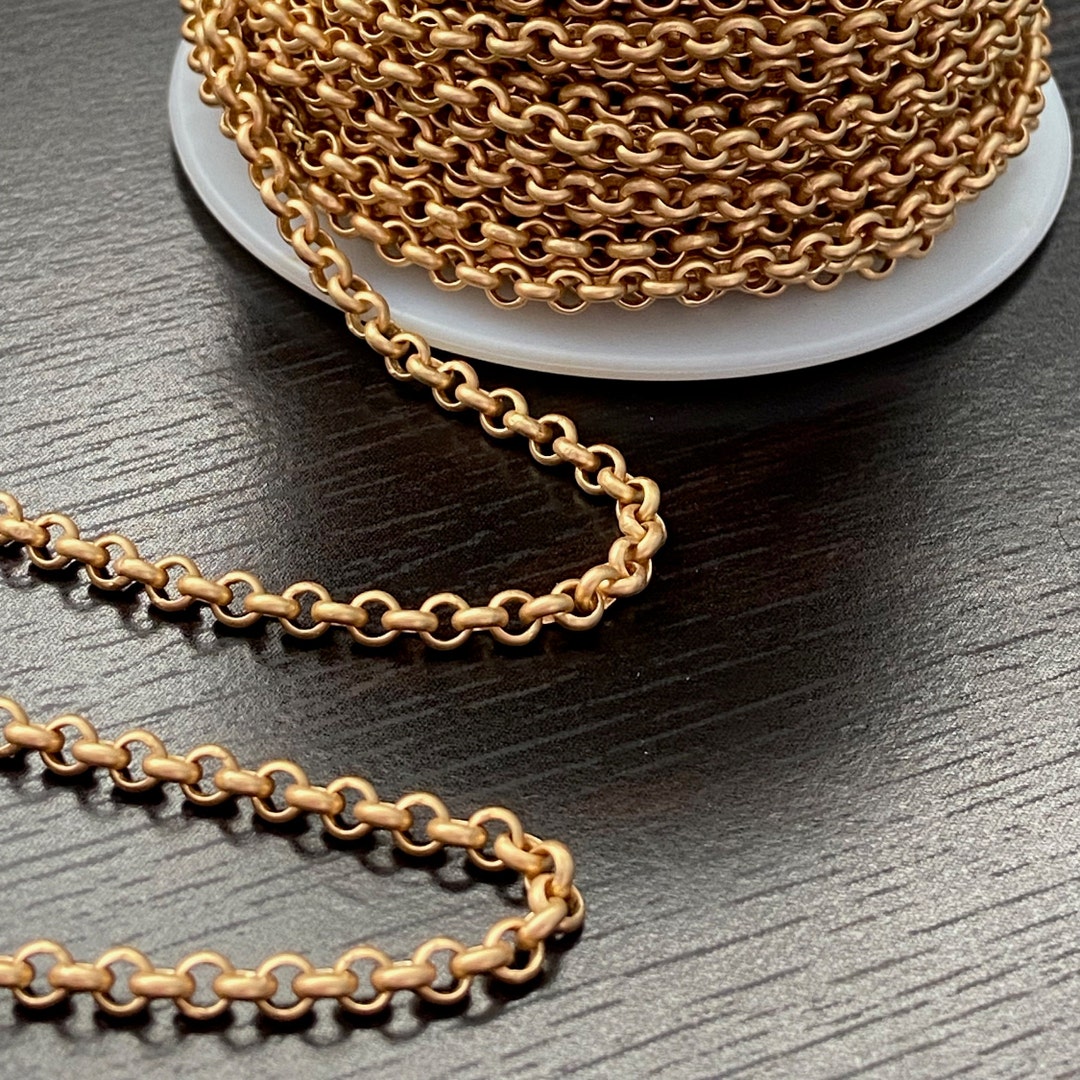Matte Gold Rollo Chain - Gold Chain - Gold Rolo Chain - Matte Gold Rolo ...