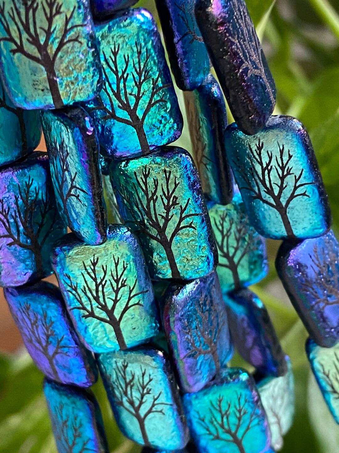 Tree Glass Beads - Tree of Life Beads - Czech Glass Beads - Laser ...