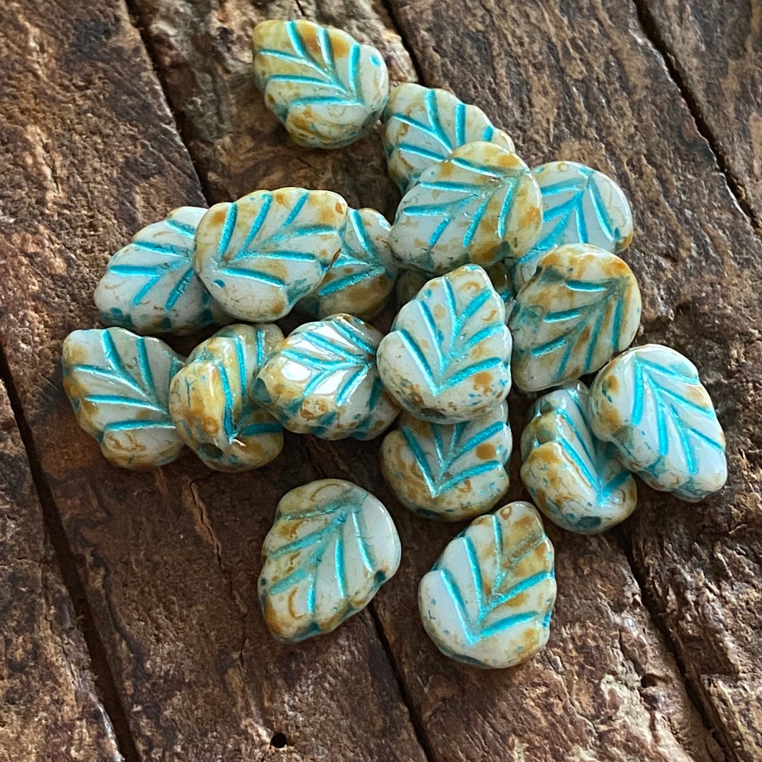 Czech Glass Beads - Leaf Beads - Czech Glass Leaf Beads - Leaves Beads ...