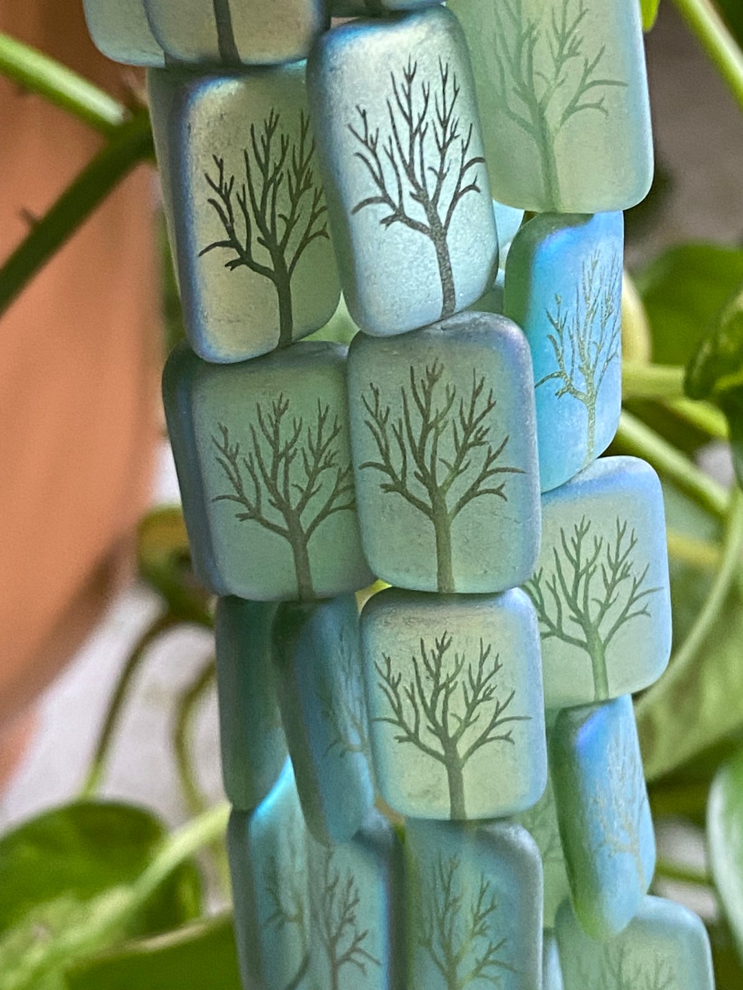 Tree Glass Beads - Tree of Life Beads - Czech Glass Beads - Laser ...