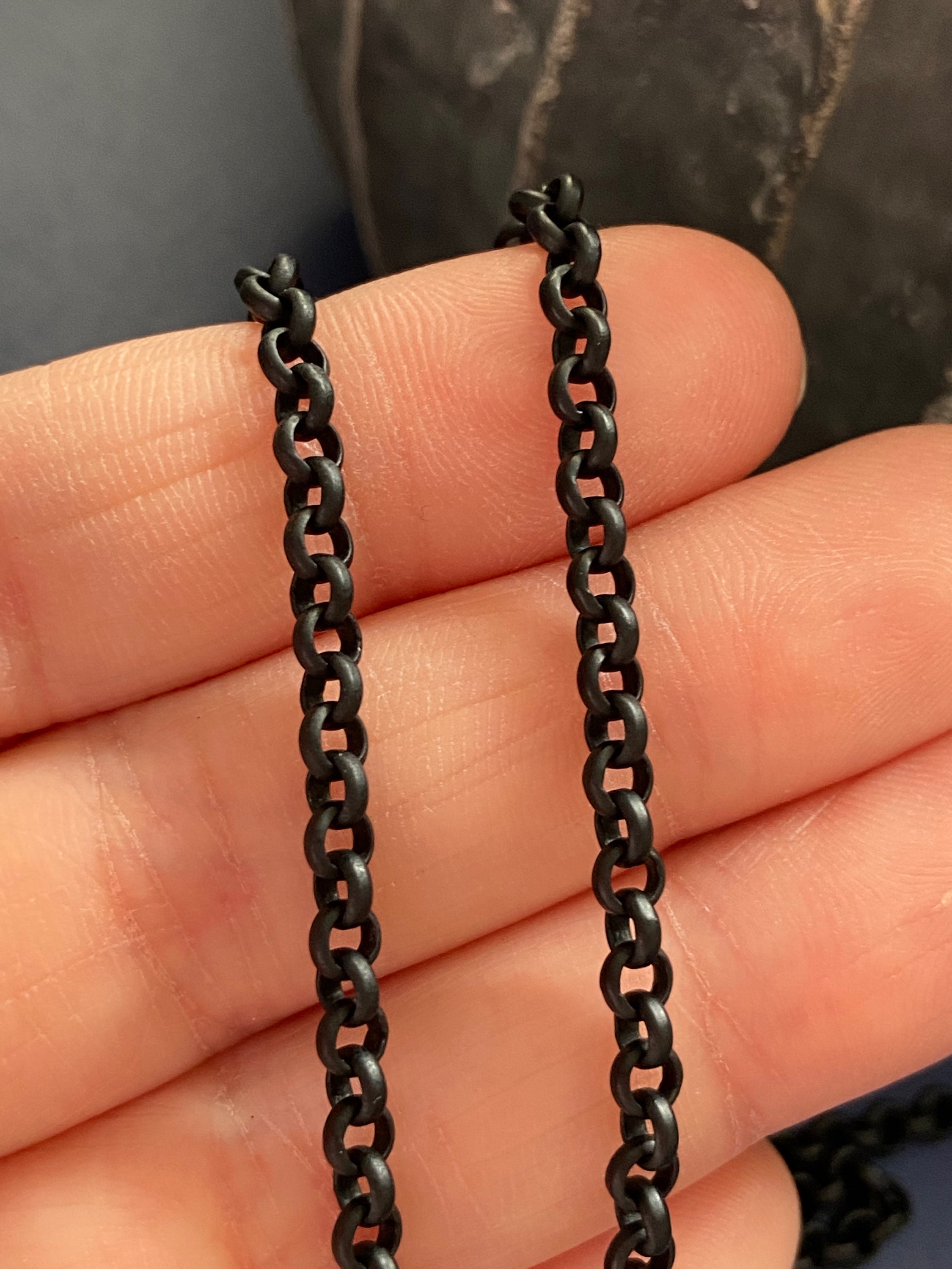 Matte Black Rollo Chain Black Chain Black Rolo Chain | Etsy