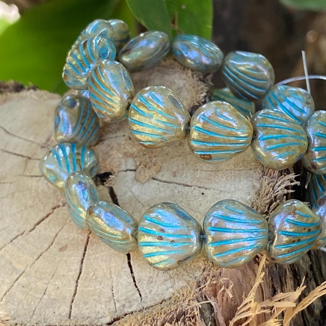 Czech Glass Beads - Shell Beads - Sea Shell Beads -conch Shell Beads ...