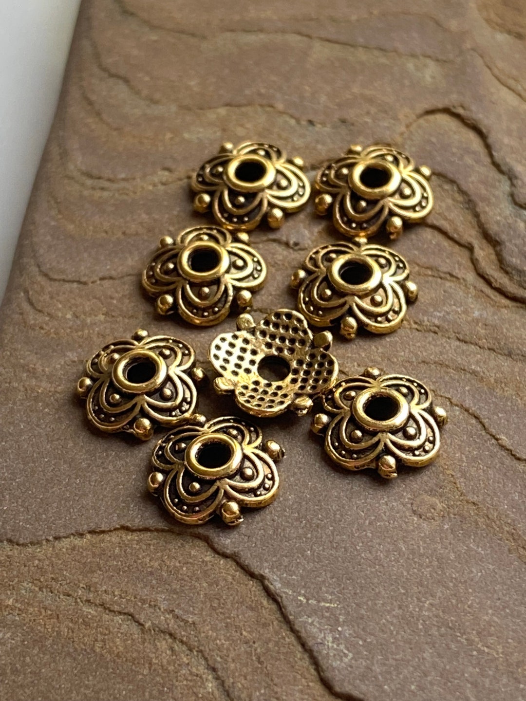 Bead Caps - End Caps - Gold Bead Caps - Metal Bead Caps - Gold Cap ...