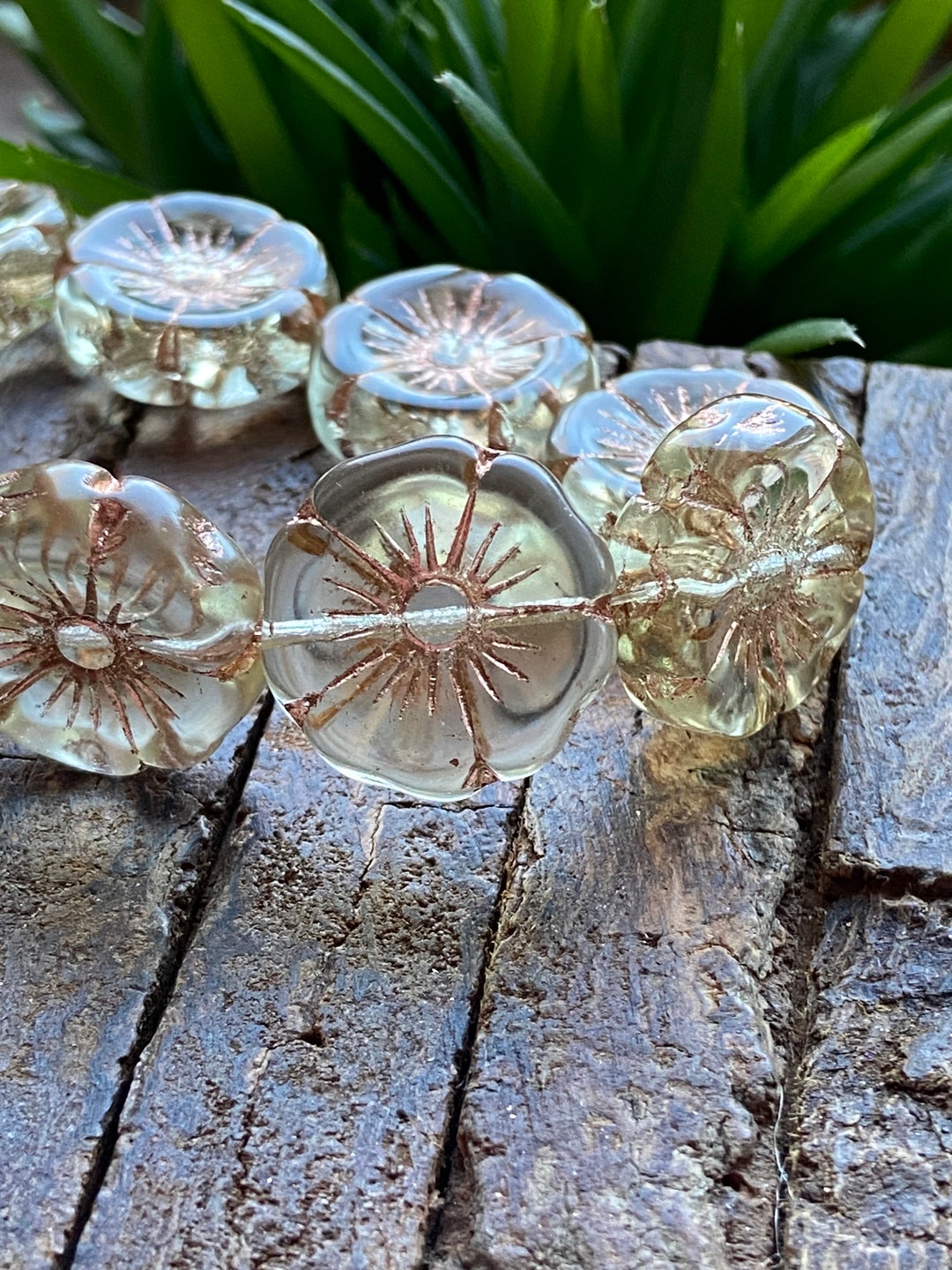 Hibiscus Flower Beads Hawaiian Flower Beads Glass Flower Beads Czech ...