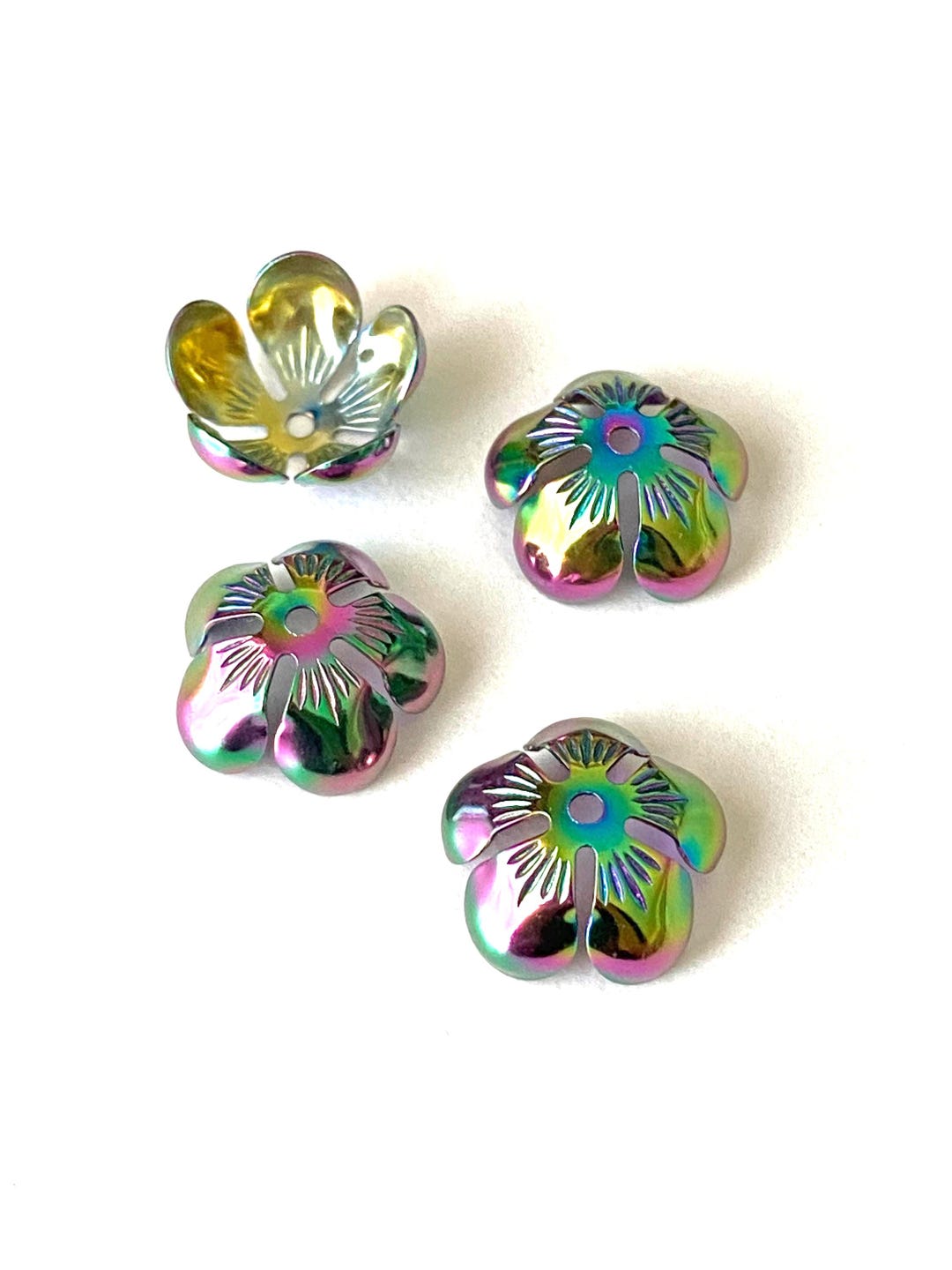 Rainbow Flower Bead Cap - Flower Bead Caps - Bead Caps - Flower Caps ...