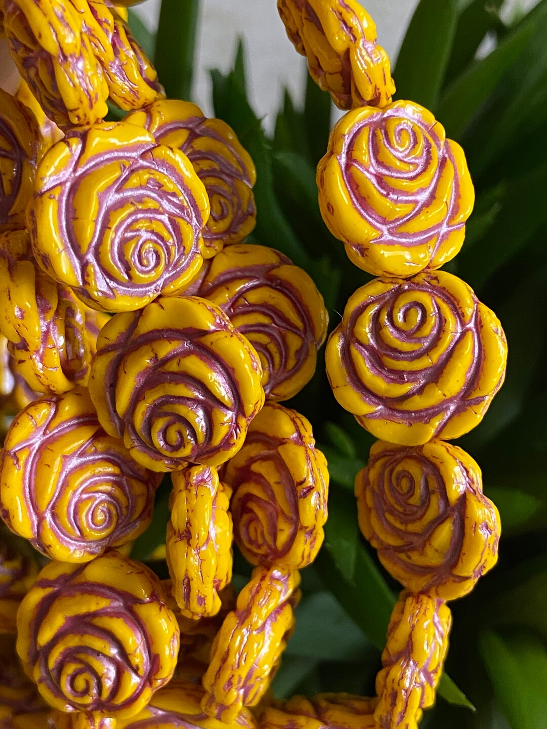 Rose Flower Beads - Flower Beads - Glass Flower Beads - Czech Glass ...