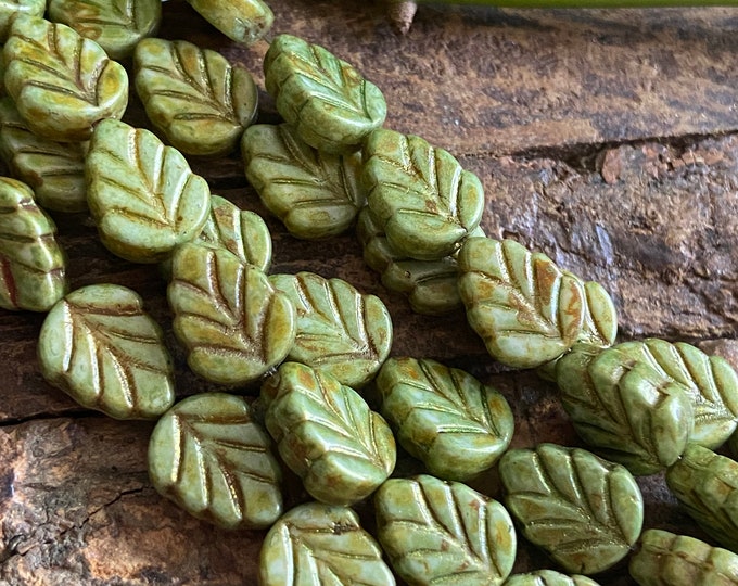 Czech Glass Beads - Leaf Beads - Czech Glass Leaf Beads - Leaves Beads ...